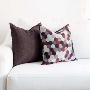 Maroon Purple and Grey Hexagon Fully Washable Complete Pillow Designed ...