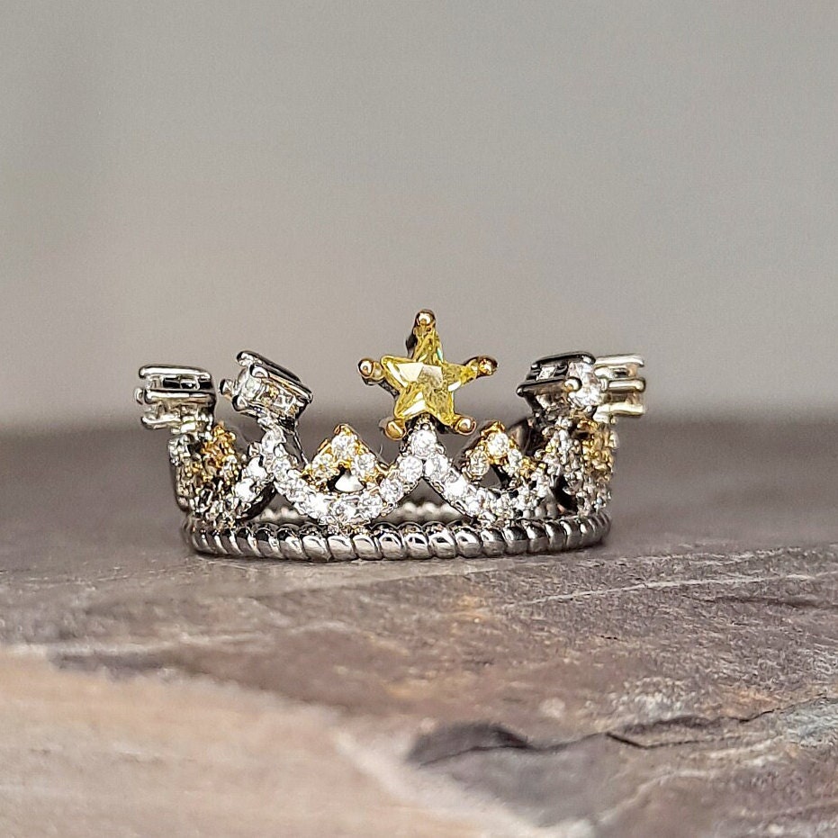 Cubic Zirconia Princess Crown Ring Tiara Ring Crown Ring - Etsy