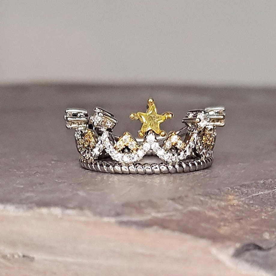 Cubic Zirconia Princess Crown Ring Tiara Ring Crown Ring - Etsy