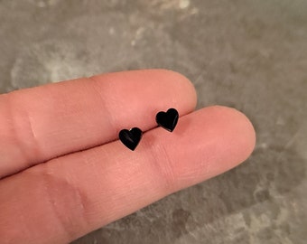 Mini Black Heart Studs Valentine's Day - Etsy