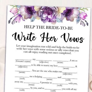 Printable Bridal Shower Games Printable Help the Bride to Be Write Her ...