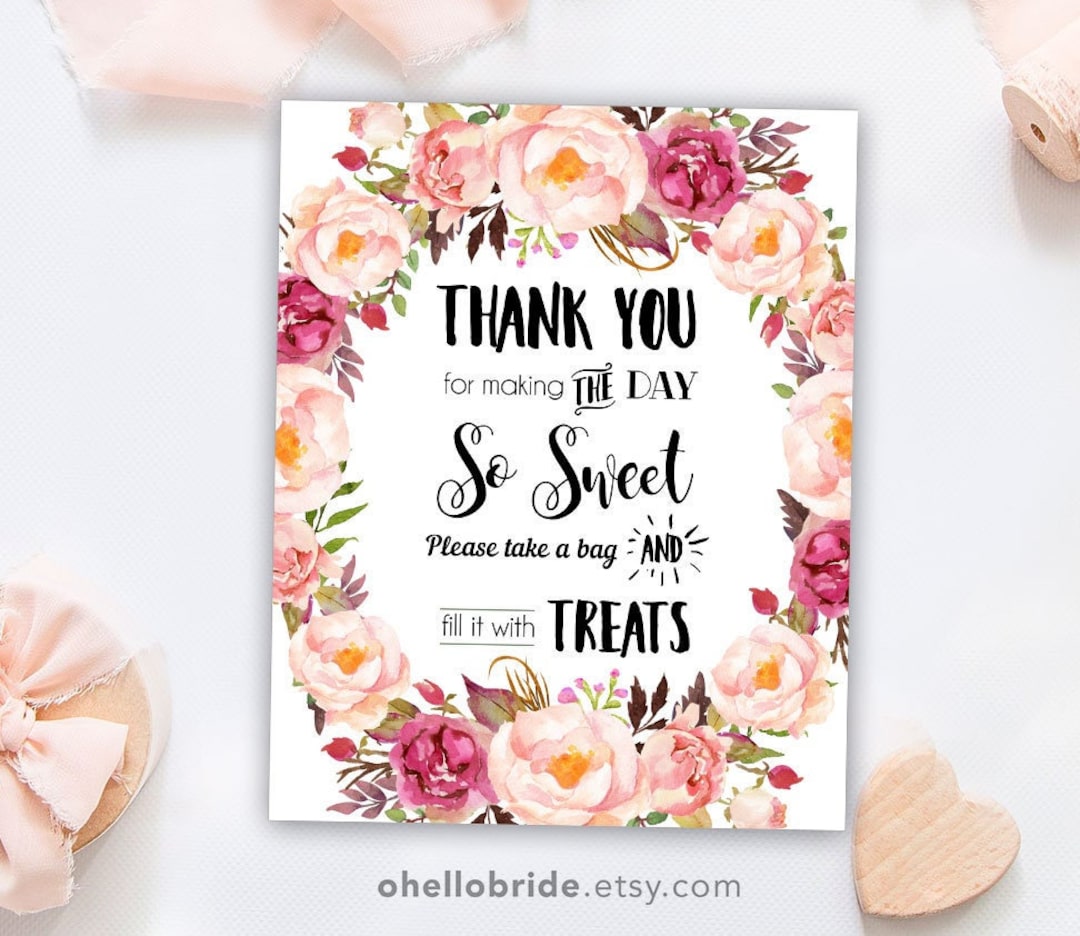 Candy Buffet Sign, Candy Table Sign, Treats Sign Boho Bridal Shower ...