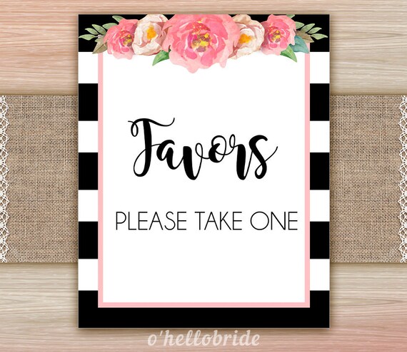 Printable Favors Please Take One Sign for Pink Floral Bridal | Etsy