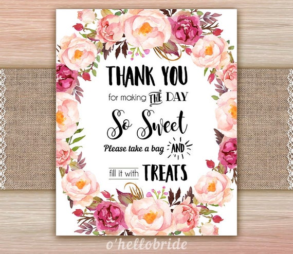 Candy Buffet Sign Candy Table Sign Treats Sign Boho Bridal | Etsy