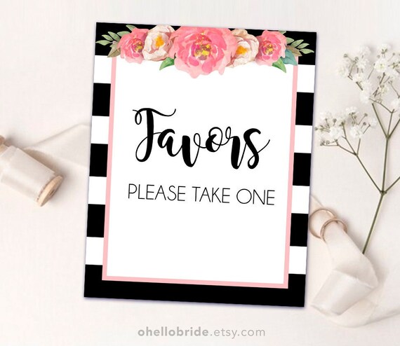 Printable Favors Please Take One Sign for Pink Floral Bridal - Etsy