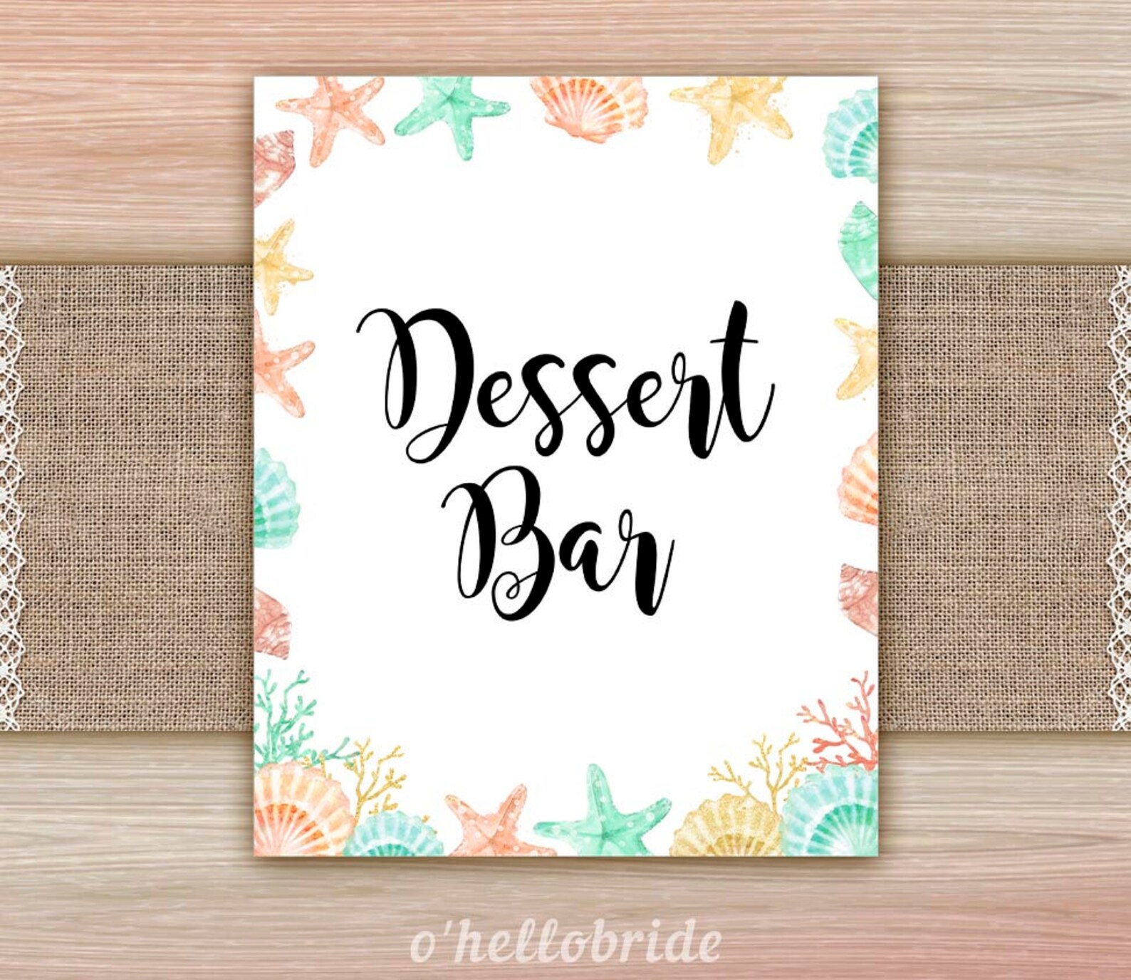 Dessert Bar Sign Beach Bridal Shower Signs Wedding Signs Table | Etsy