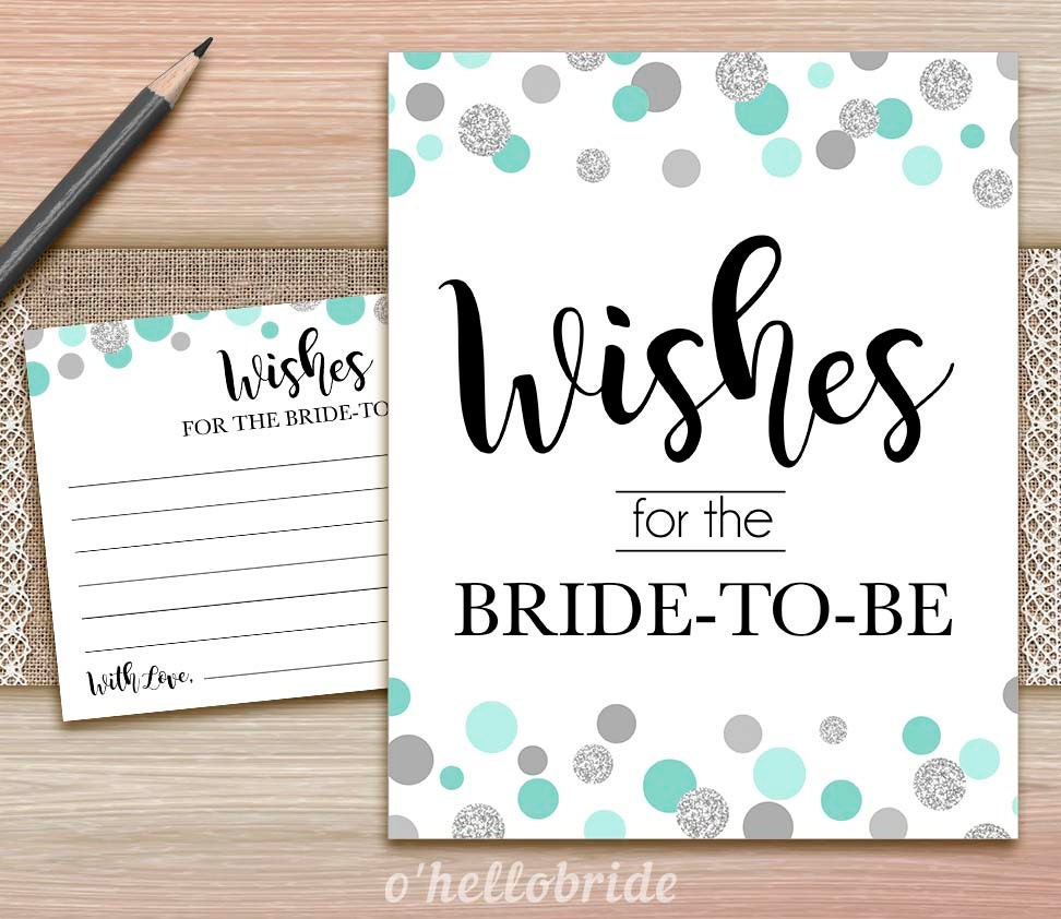 Wishes for the Bride-to Be Printable Mint Bridal Shower | Etsy