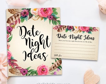 Printable Bridal Shower Games Date Night Ideas Boho Bridal - Etsy