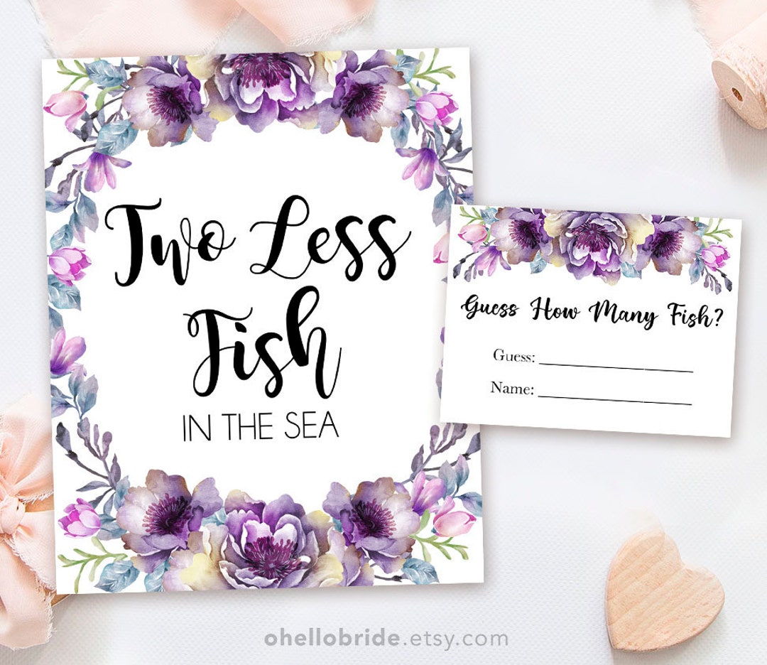 Two Less Fish in the Sea Sign Printable Purple Floral Bridal - Etsy