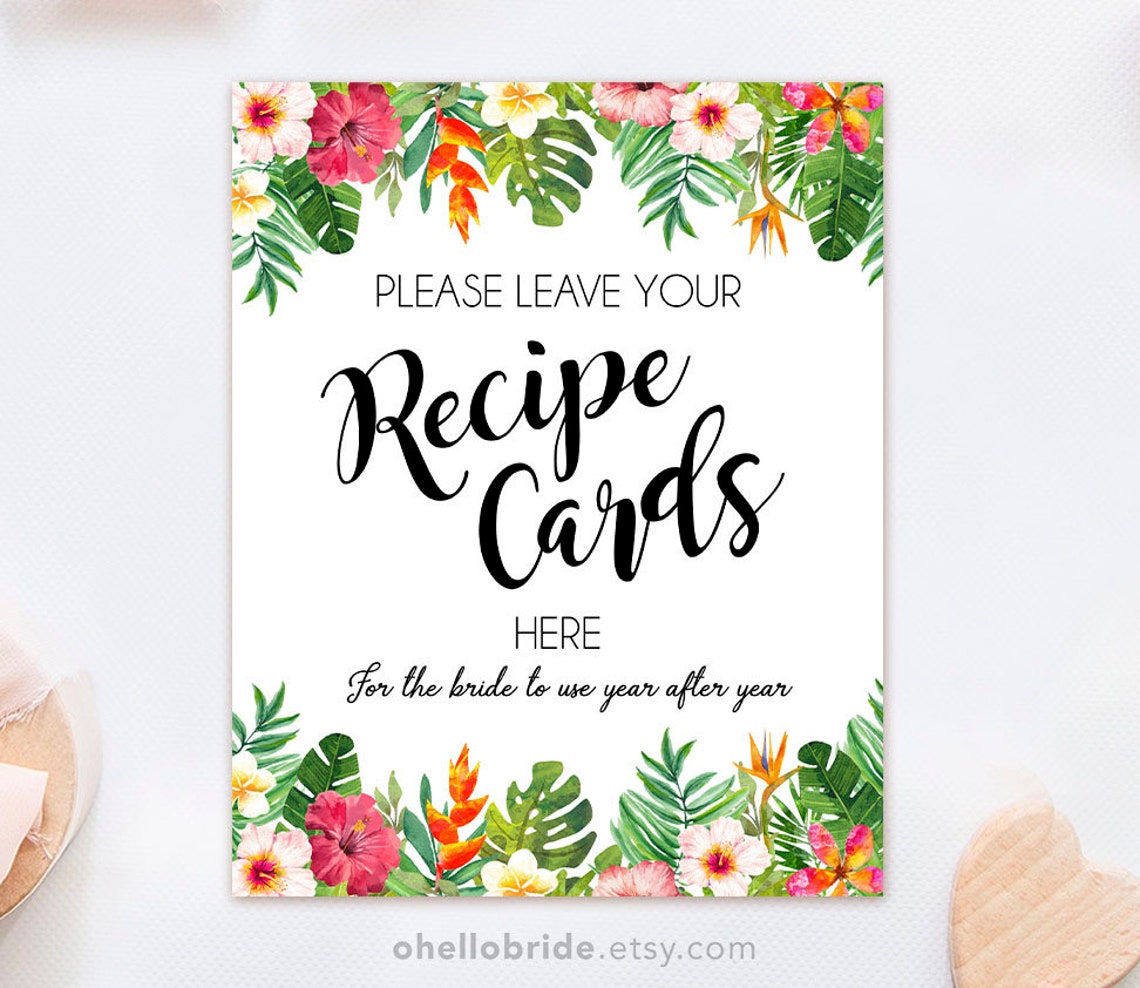 Printable Bridal Shower Signs Recipe Cards Sign for Bridal | Etsy