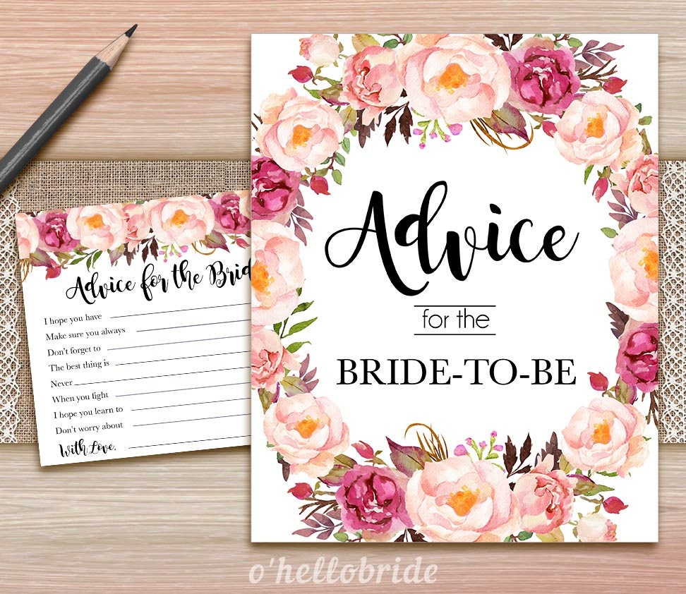 Printable Bridal Shower Games Advice for the Bride to Be | Etsy