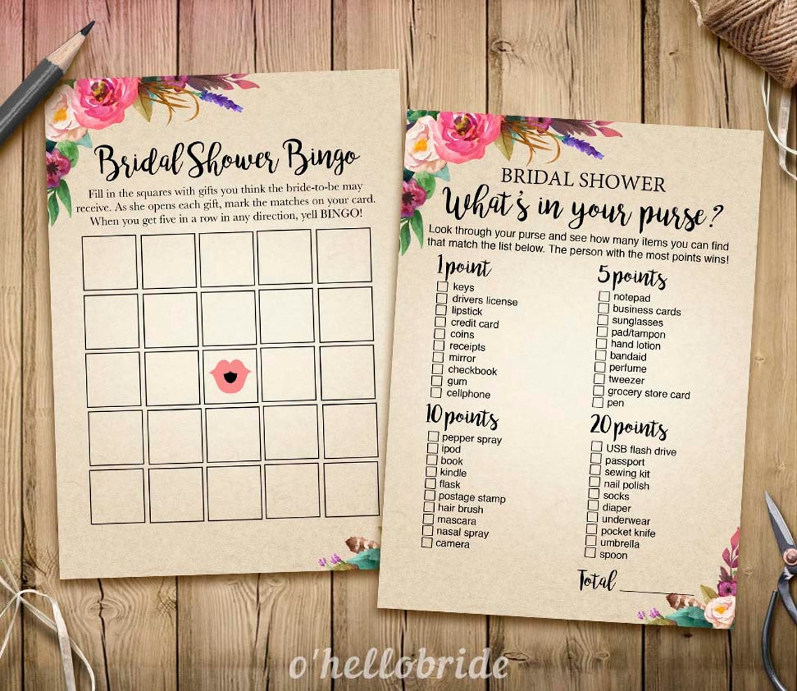 Printable Bridal Shower Games Package Printable Boho Bridal - Etsy