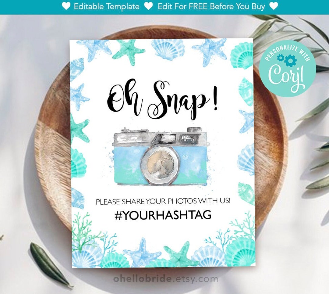 Editable Oh Snap Sign Hashtag Sign Wedding Instagram Sign Printable ...