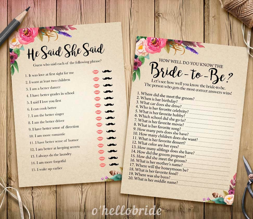Printable Bridal Shower Games Package Printable Boho Bridal - Etsy