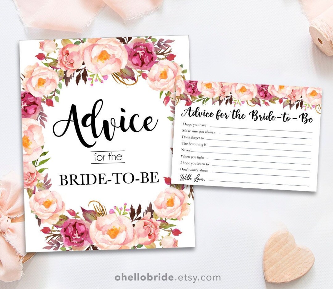 Printable Bridal Shower Games Advice for the Bride to Be - Etsy