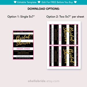 Editable Pink Gold Bridal Shower Invitation Card, Printable Pink Gold ...