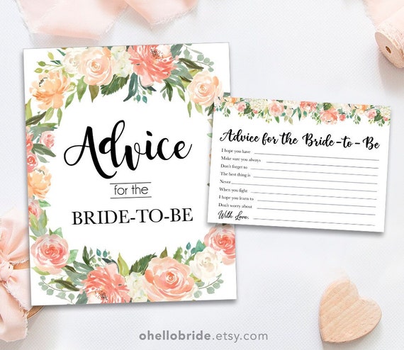 Printable Bridal Shower Games Advice for the Bride to Be - Etsy