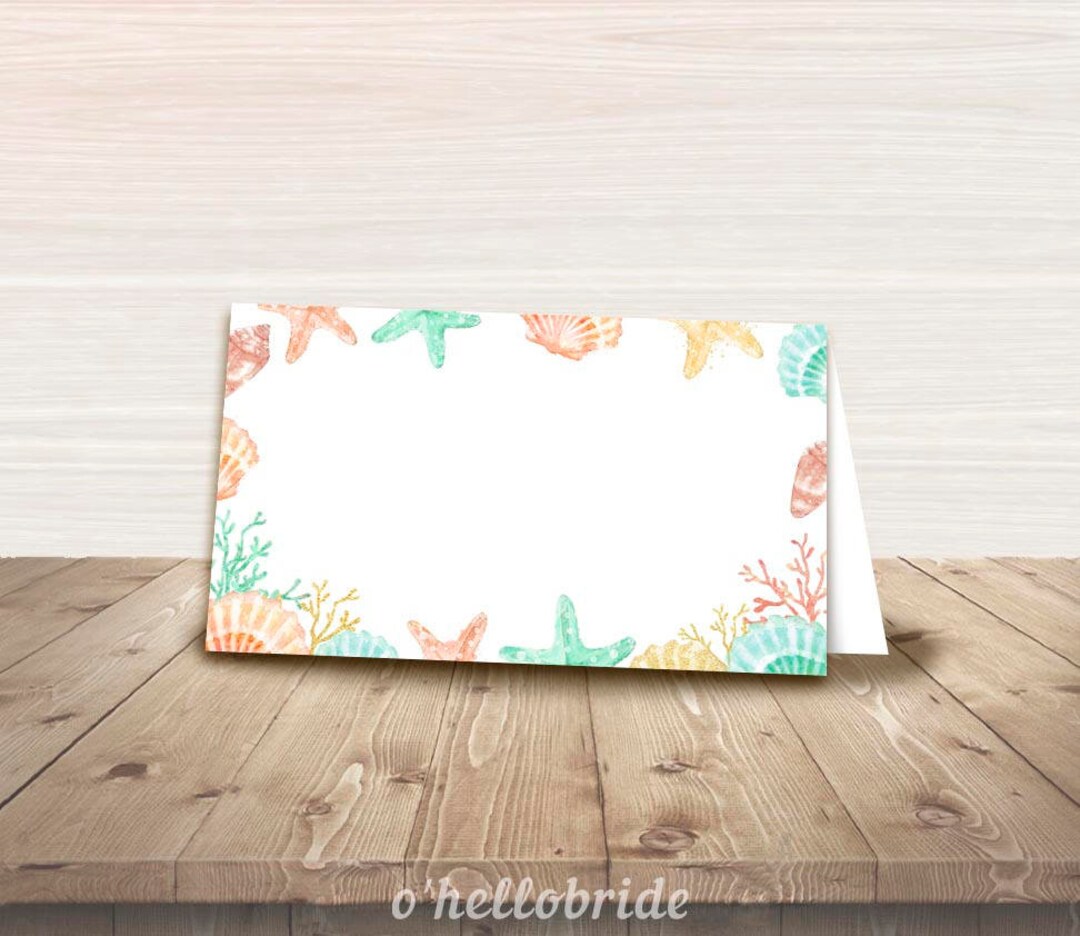 Printable Beach Food Tent Cards Food Labels Bridal Shower Place Cards ...