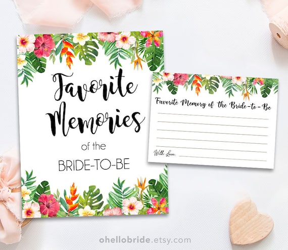 Printable Bridal Shower Games Favorite Memories of the Bride | Etsy