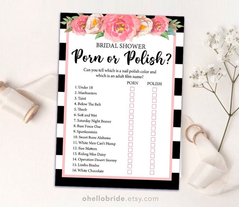 Printable Bridal Shower Games Printable Porn Or Polish Etsy