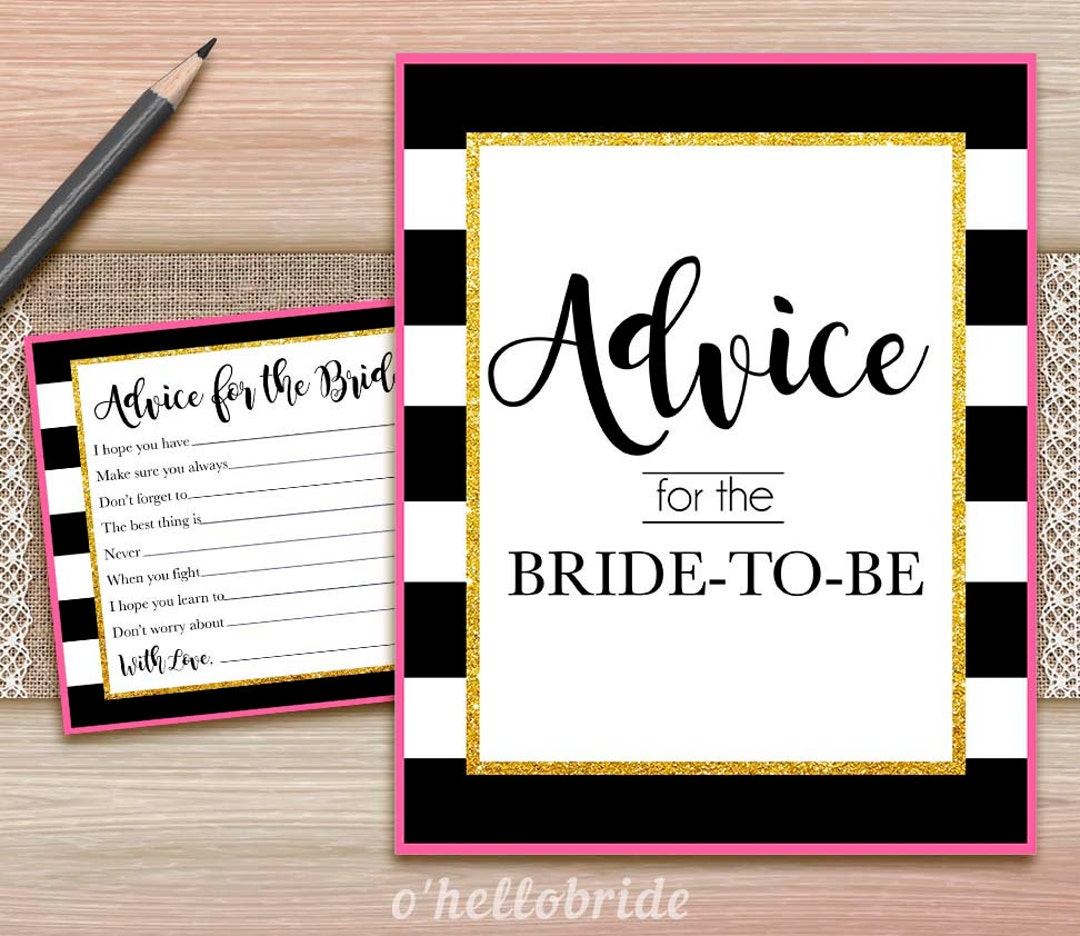 Advice for the Bride to Be Bridal Shower Games Printable Pink Gold ...