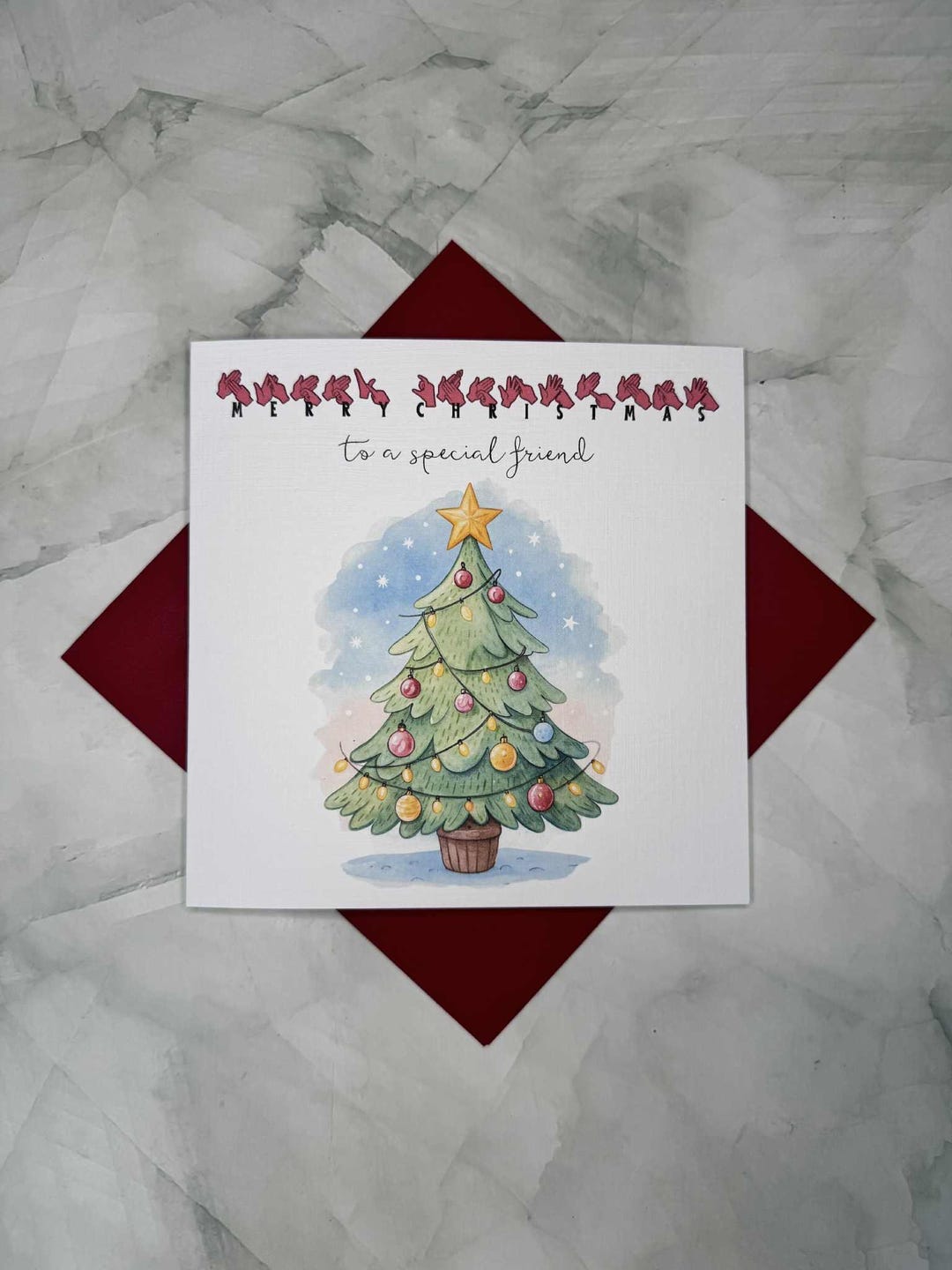 BSL Christmas Card: British Sign Language Fingerspelling, Xmas Tree ...