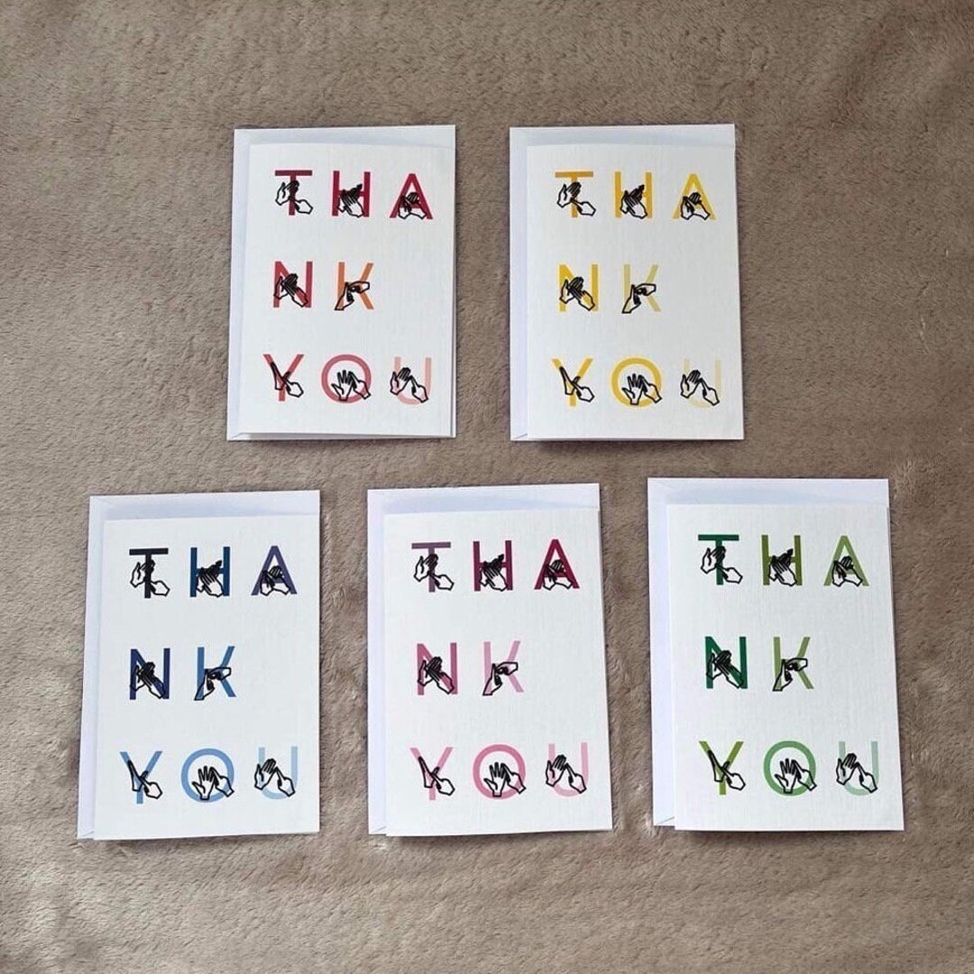 British Sign Language Thank You Cards: Individual Designs, Pack of 5 - Etsy