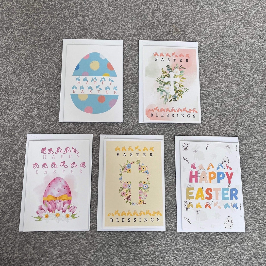 BSL Easter Cards, Pack of 5, Multipack Easter Cards, Individual Designs ...