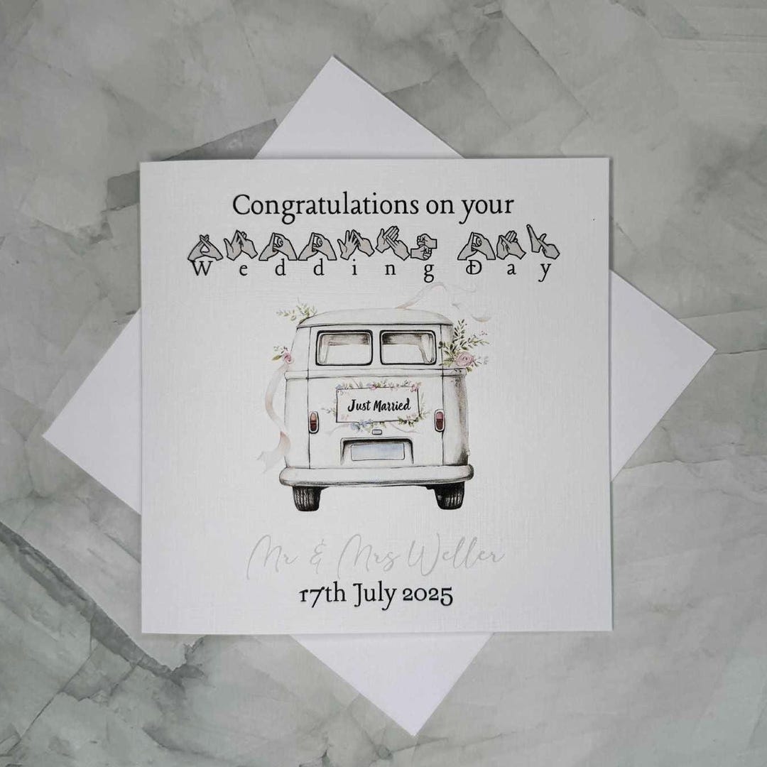 BSL Wedding Card: British Sign Language Fingerspelling - Campervan ...