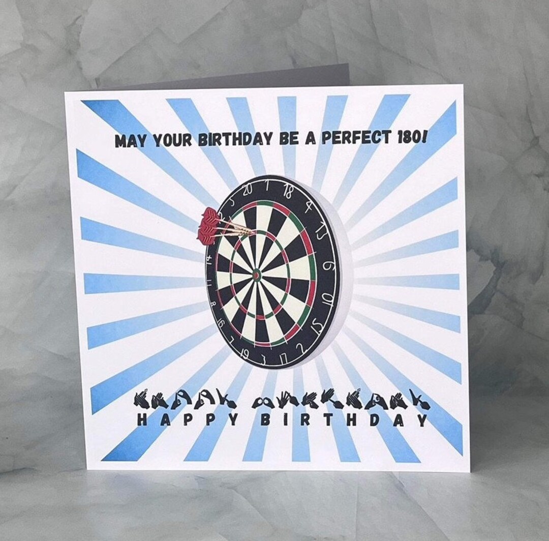 BSL Birthday Card, Darts, British Sign Language, BSL Fingerspelling ...