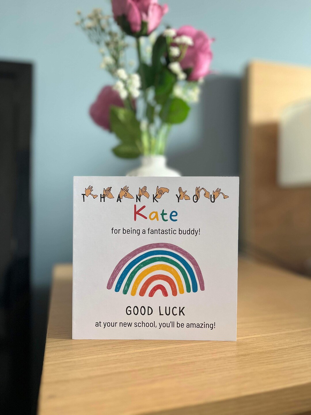 British Sign Language Thank You Card: Good Luck New School - Etsy
