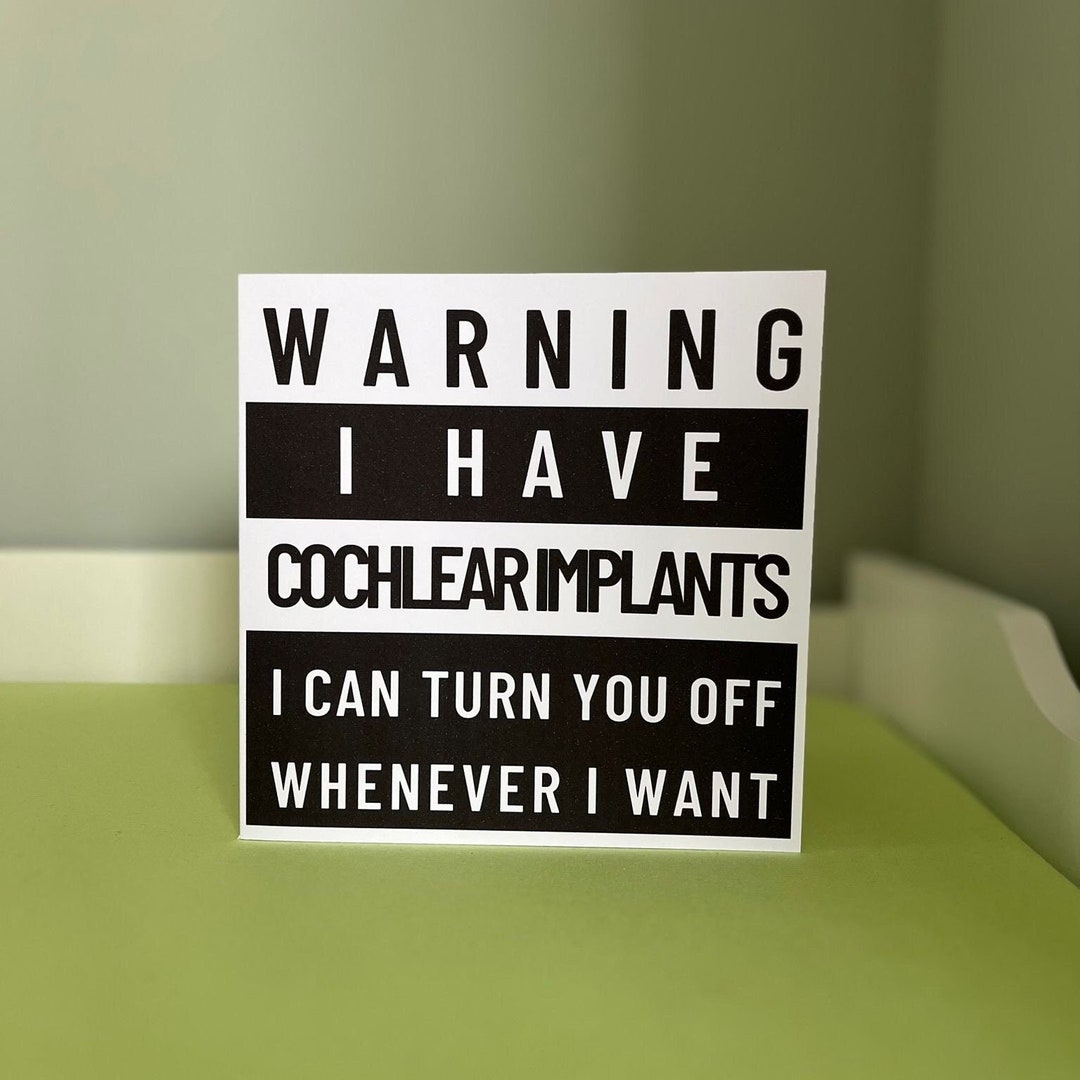 Warning Card, Cochlear Implant, Hearing Aid Funny, Inclusive, Deaf ...