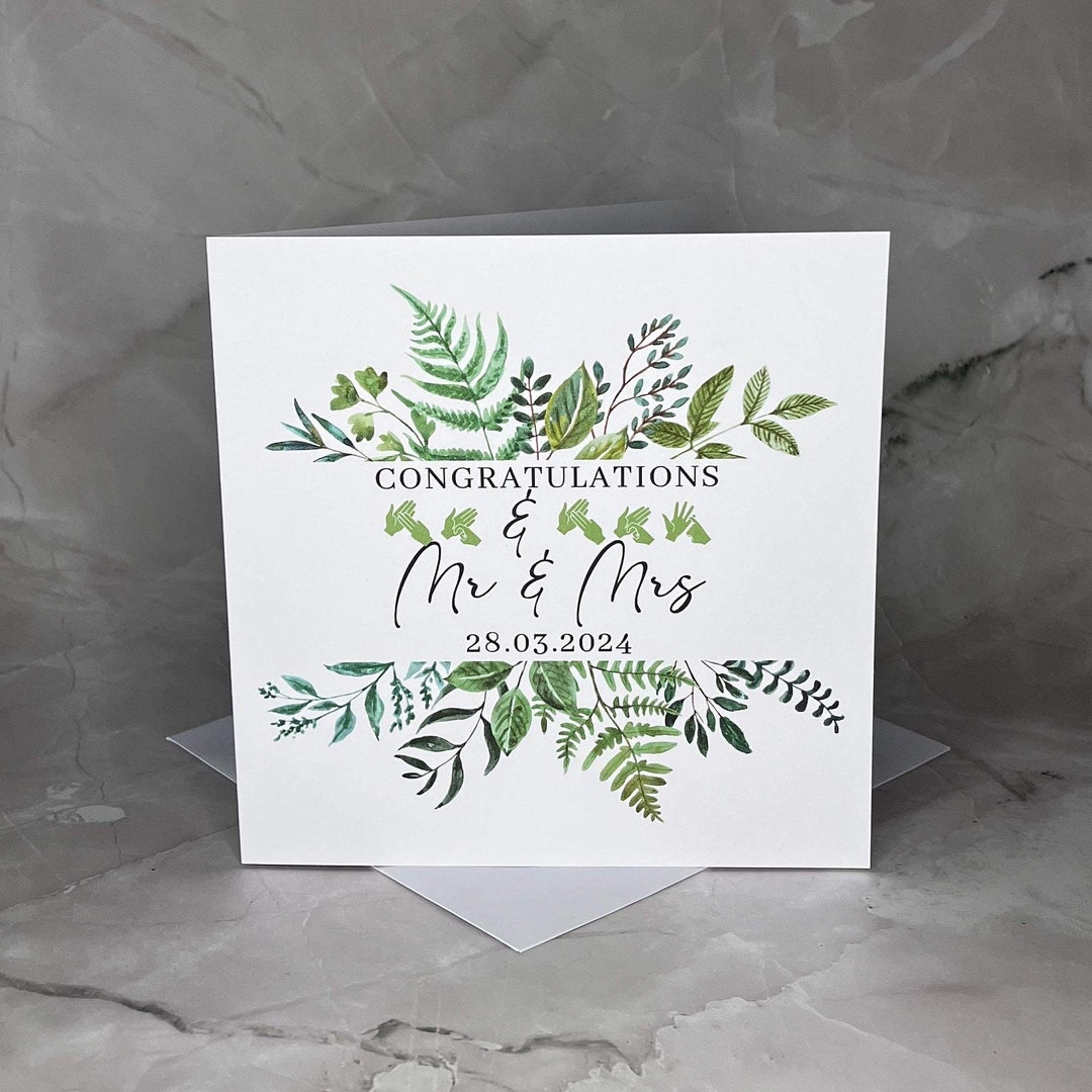 Wedding Card, Congratulations, BSL, British Sign, Mr & Mrs, Husband ...