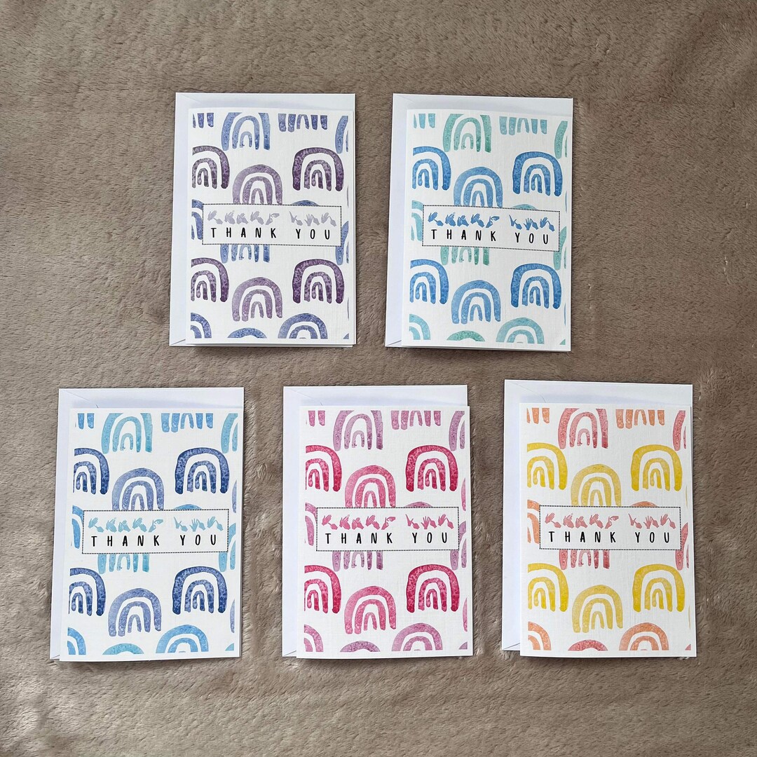 British Sign Language Thank You Cards: Rainbow Design, Pack of 5 - Etsy