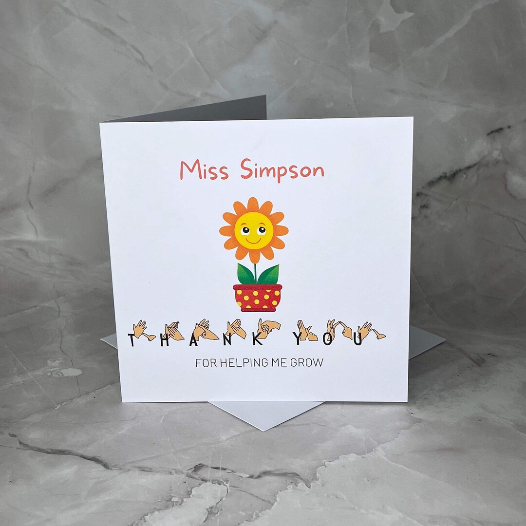 BSL Teacher Thank You Card, British Sign, Fingerspelling, Inclusive ...