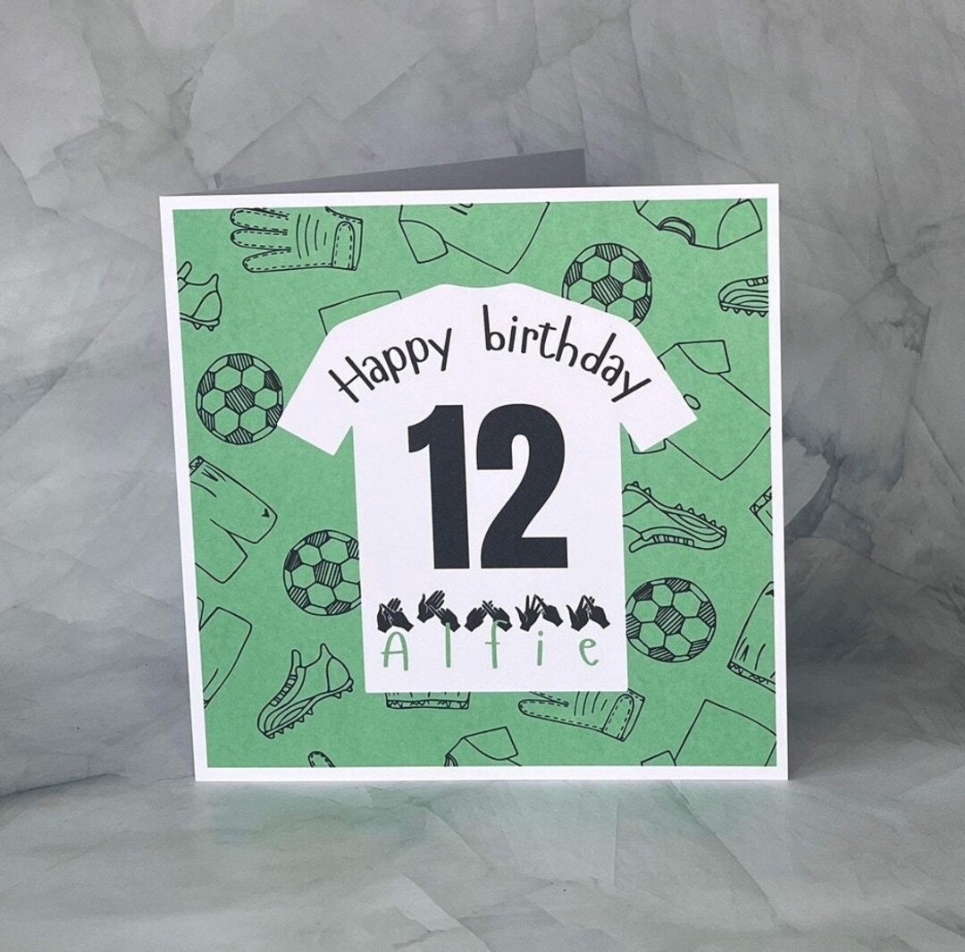 BSL Birthday Card, Football, British Sign Language, BSL Fingerspelling ...