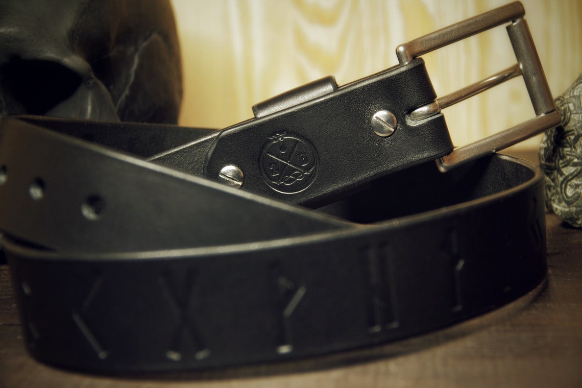 Runic Belt With a Scandinavian Soul with Aegishjalmur and | Etsy