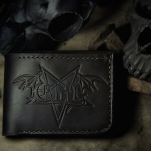 Leather Wallet "evil" (with Permission From Evil Band) - Etsy