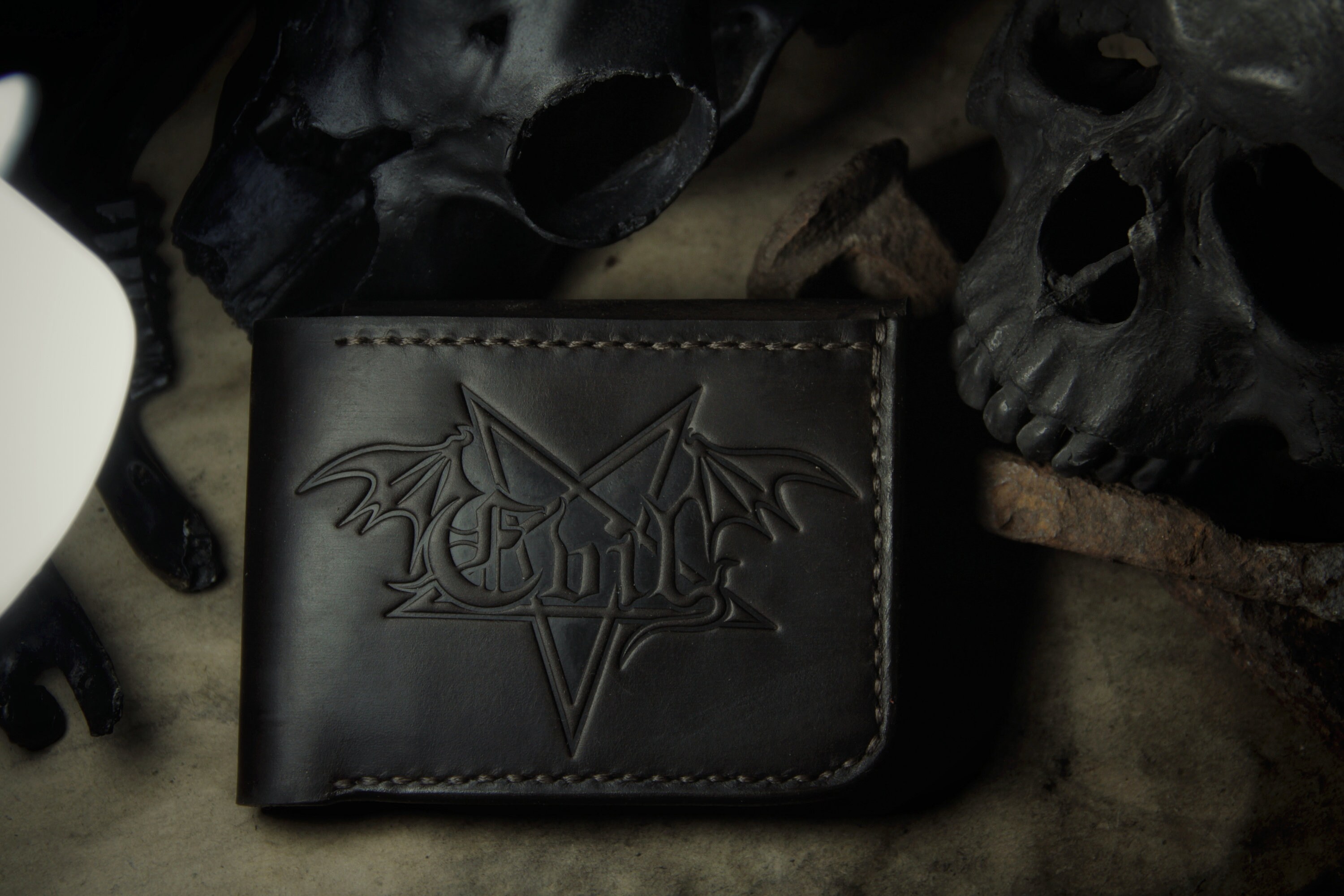 Leather Wallet evil with Permission From Evil - Etsy
