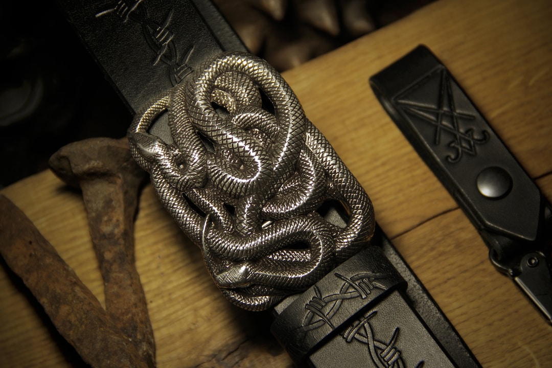 Leather Belt "snakes" and Key Fob "sigil of Lucifer" (pack) - Etsy