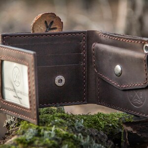 Leather wallet Viking Axes Aegishjalmur | Etsy