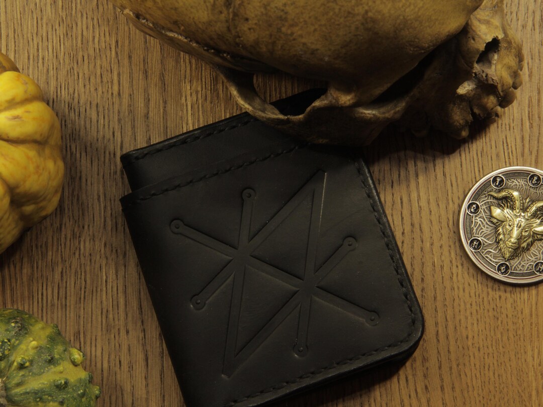Black Leather Wallet "sigil of Saturn" - Etsy