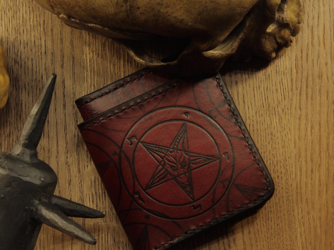 Red Wallet "sigil of Baphomet" (pattern). Painted and Finished by Hands ...