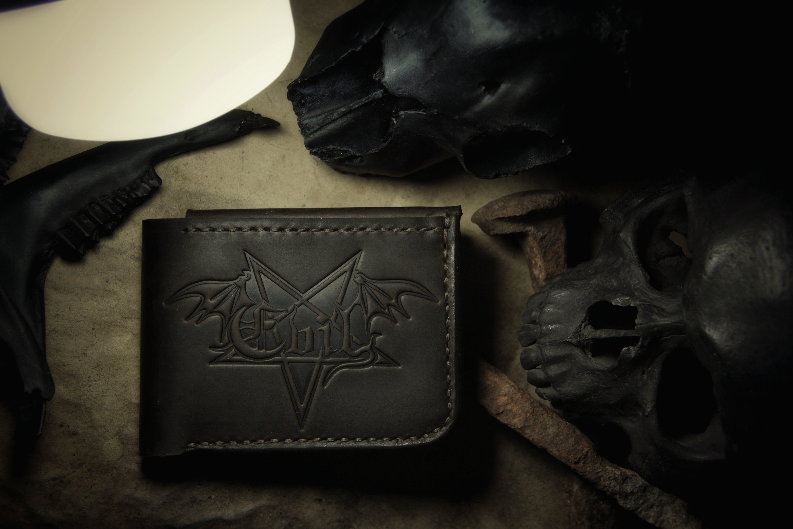 Leather Wallet evil with Permission From Evil - Etsy