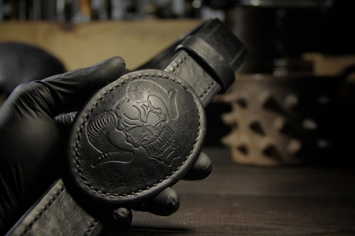 Unholy Belt With a Leather Buckle skull - Etsy