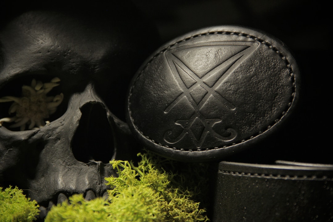 Unholy Belt With a Leather Buckle "sigil of Lucifer" - Etsy
