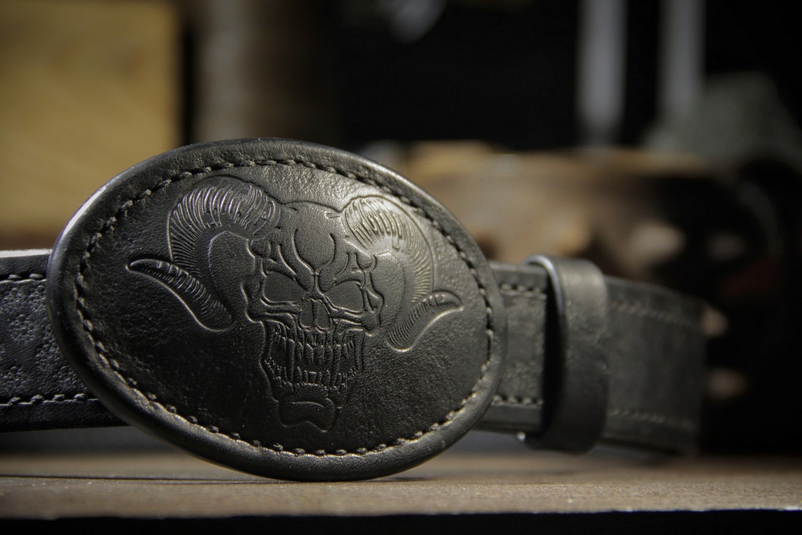 Unholy Belt With a Leather Buckle skull - Etsy