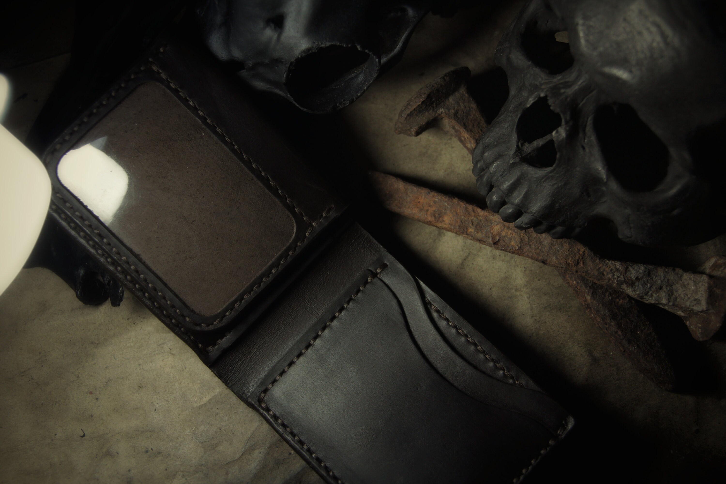 Leather wallet Evil with permission from Evil | Etsy