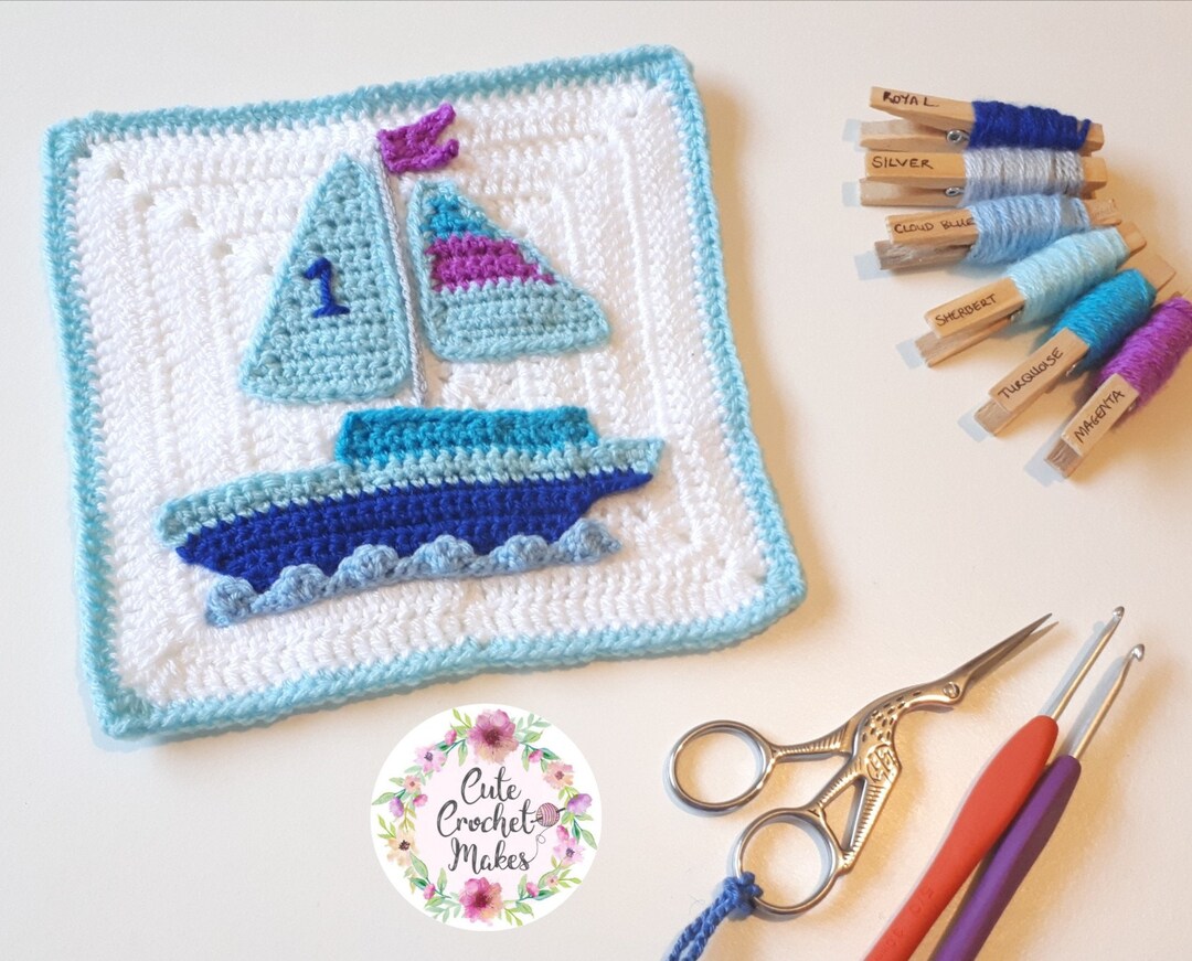 Sailing Boat Crochet Applique Pattern PDF, INSTANT DOWNLOAD, Boat ...