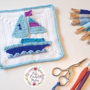 Sailing Boat Crochet Applique Pattern PDF, INSTANT DOWNLOAD, Boat ...
